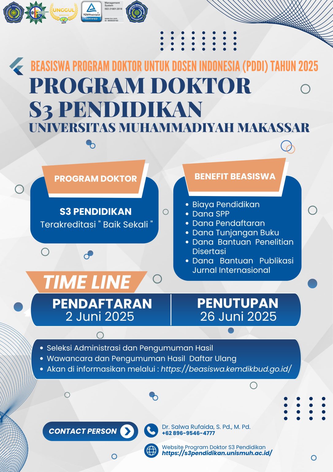 Program S3 Pendidikan Unismuh Tawarkan Beasiswa Doktoral Skema PDDI 2025 - Berita Universitas ...